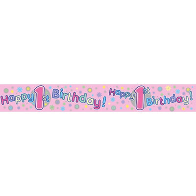 Expression Factory Childrens Girls 1st Birthday Party Foil Banner Pink ...