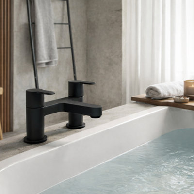 Exstasy Matt Black Bath & Shower Mixer Tap, Dual Lever Bath Filler with ...