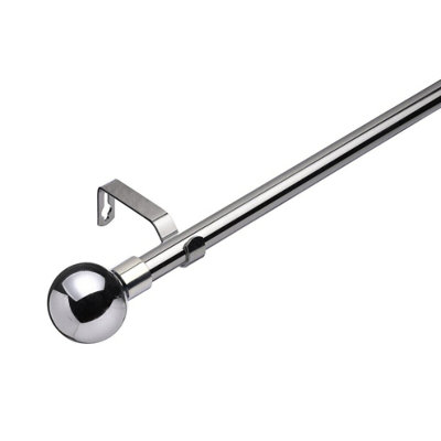 Extendable Chrome (Ball) Curtain Poles 19 mm Silver & Black Color