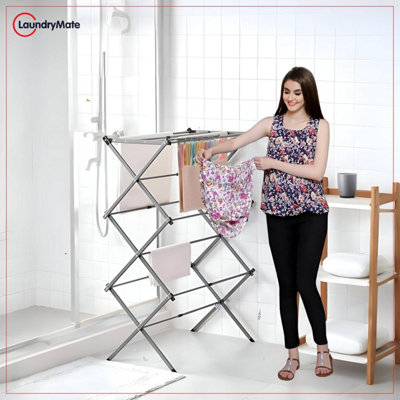 Extendable Clothes Airer with Sock Clips 3 Tier Foldable Laundry Rack ...
