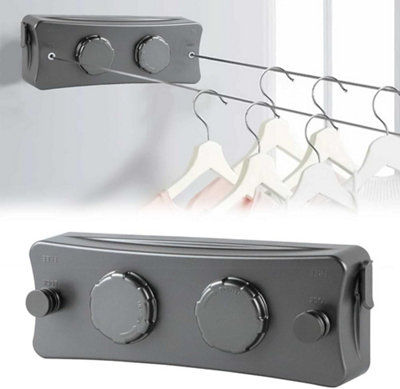 Extendable Clothesline Wall Mount 2 Cords Adjustable Laundry Line Rope ...