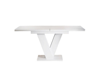 Extendable Dining Kitchen Table White Matt Extending 120-160cm V Leg 6 ...