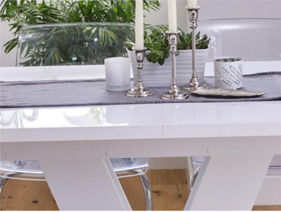 Extendable Dining Table Small White Gloss Kitchen Table 6 8 Seater ...