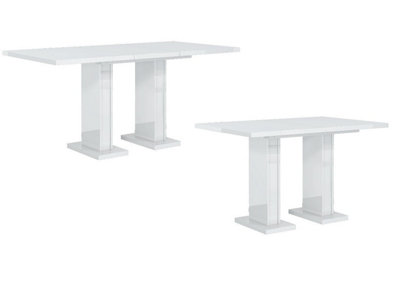 Extendable Dining Table White Gloss Pedestal Pillar Small Extending ...