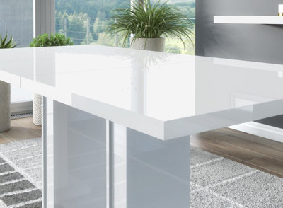 Extendable Dining Table White Gloss Pedestal Pillar Small Extending ...