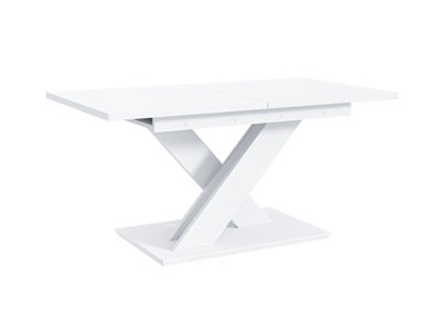 Extendable Dining Table White Rectangular 140-180cm X Leg Seats 6-10 ...