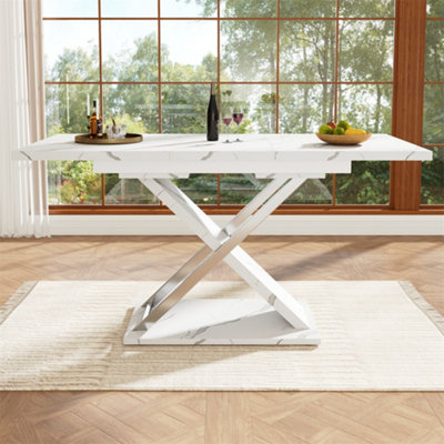 Extendable Dining Table with Cross Legs (118-157x75cm), Minimalist Design