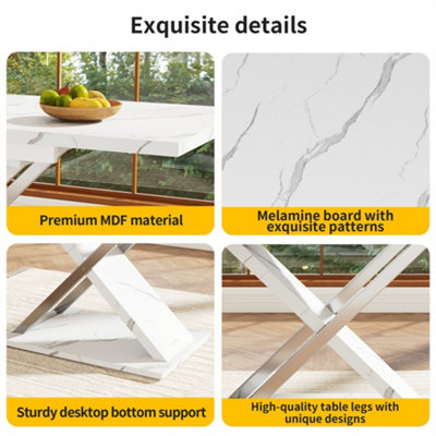 Extendable Dining Table with Cross Legs (118-157x75cm), Minimalist Design
