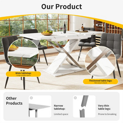 Extendable Dining Table with Cross Legs (118-157x75cm), Minimalist Design