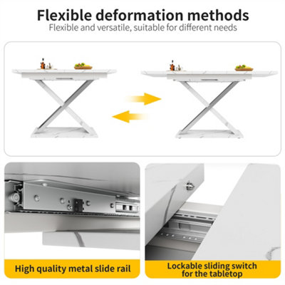 Extendable Dining Table with Cross Legs (118-157x75cm), Minimalist Design