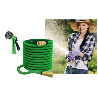Extendable Garden Hose 5 to 15 meters with Multi jet Gun Brass Fittings ...