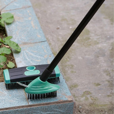 Extendable Outdoor Weed Remover & Wire Broom Angled Bristle Brush for ...