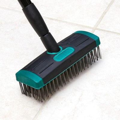 Extendable Outdoor Weed Remover & Wire Broom Angled Bristle Brush for ...