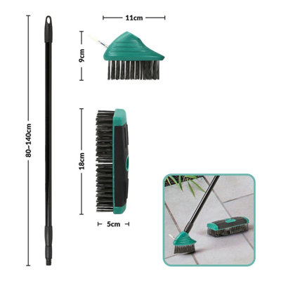 Extendable Outdoor Weed Remover & Wire Broom Angled Bristle Brush for ...