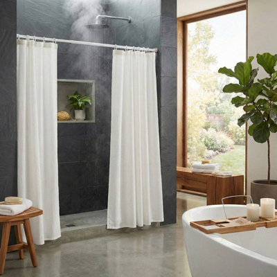 Extendable Tension Shower Curtain Rod Telescopic Adjustable Bathroom ...