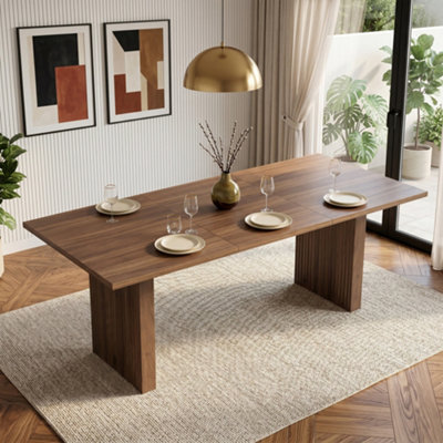 Extendable Walnut Effect Rectangular Dining Table 140-200cm