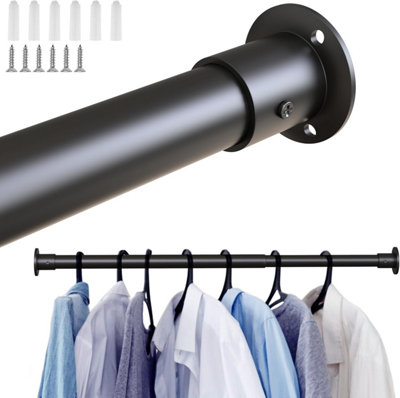Extendable Wardrobe Clothes Rail Rod Pole Black Stainless Steel ...