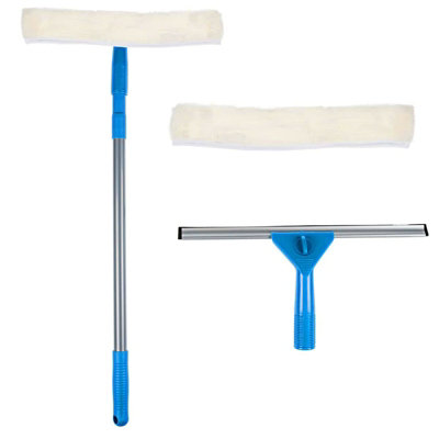 Extendable Window Cleaning Kit with Pole, Squeegee & Microfibre ...