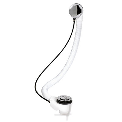 Extended Pop Up Bath Waste & Overflow for Baths up to 10mm Thick - Chrome