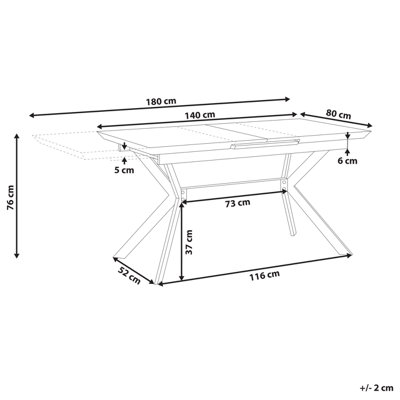 Extending Dining Table BENSON Light Grey 140/180 cm 80 cm