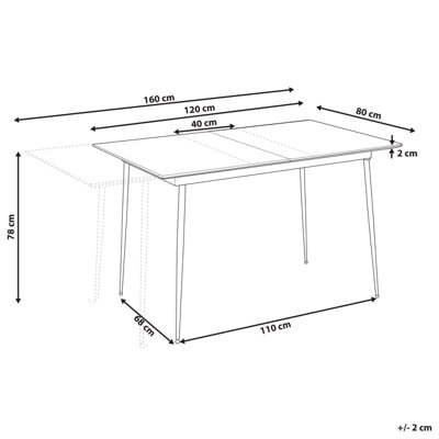 Extending Dining Table GELANDA Grey 120/160 cm 80 cm