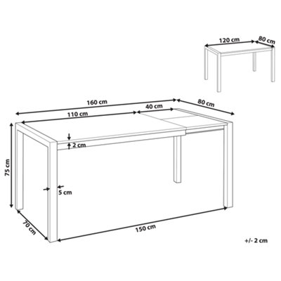 Extending Dining Table GRANADA Black 120/160 cm 80 cm