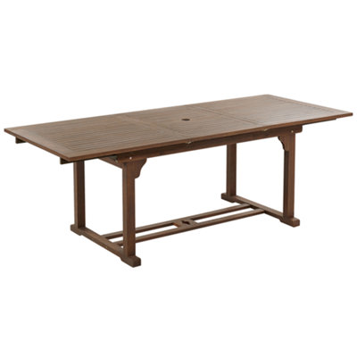 Extending Garden Dining Table AMANTEA 160/220 cm 90 cm Acacia Wood Dark ...