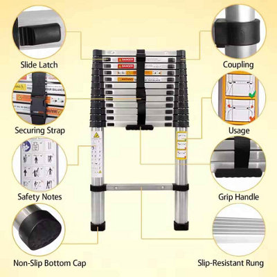 Extension Ladder Stainless Steel Telescopic Folding Portable Ladder