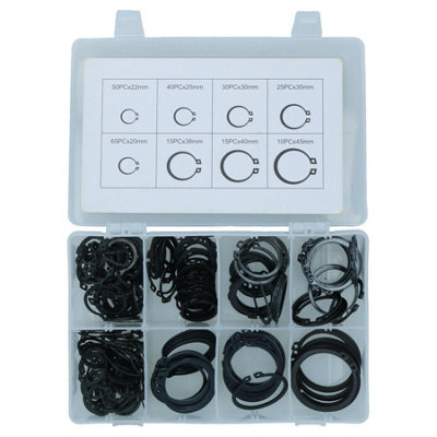 External Circlip / Snap Retaining Ring Assortment Set 250pc 20mm - 45mm ...