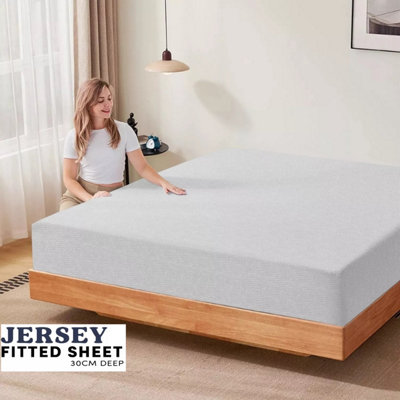 Extra Deep 30CM Fitted Sheets Single Double King Super King Size Jersey ...