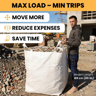 Extra Large 1.2 Tonne Builders Bag - Heavy-Duty Polypropylene Ton Bag ...