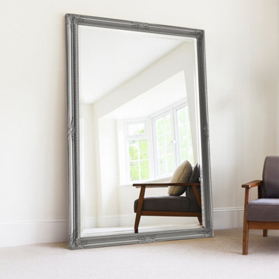 Extra Large Antique Silver Ornate Leaner Wall Mirror