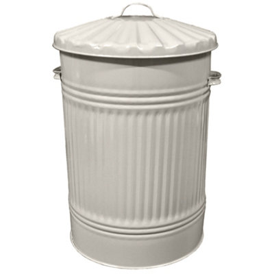 Extra Large Bin Cream Metal Bin for Animal Feed, Rubbish Waste or ...