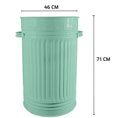 Extra Large Bin Sage Green Metal Bin for Animal Feed, Rubbish Waste or ...