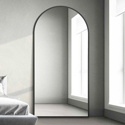 EXTRA LARGE BLACK ARCHED MIRROR 180CM X 110CM