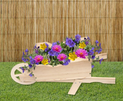 Extra Large Farmyard Style Wooden Wheelbarrow Planter
