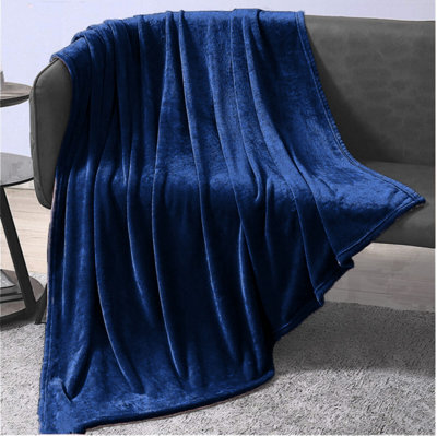 Extra Large Faux Mink Super Soft Throw - Navy