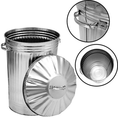 Extra Large Galvanised Bin Retro Style Bin - 130L Steel Bin