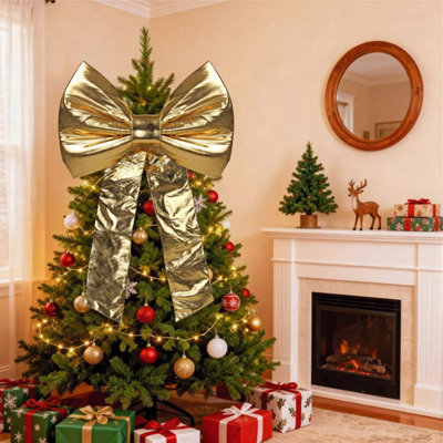 gold bow tree topper