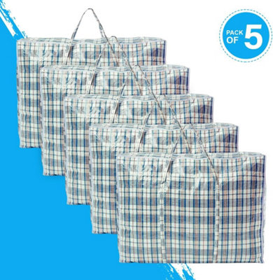 Extra Large Laundry Storage Checkered Shopping Bags 5 Pack, (60 x50 x25 ...