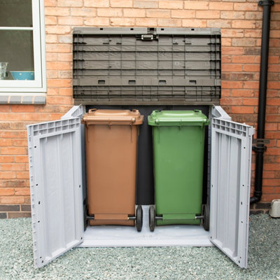 Extra Large Plastic Garden Storage Unit / Bin Store - 1200 litre grey
