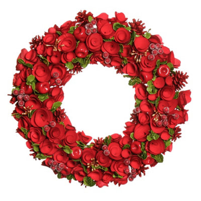 Extra Large Red Rose Front Door Wreath Spring Wreath 46cm