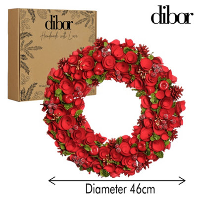 Extra Large Red Rose Front Door Wreath Spring Wreath 46cm