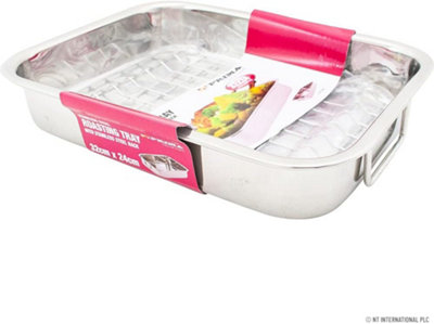 Extra Large Size 42x31cm Stainless Steel Roasting Tray With Grill | DIY ...