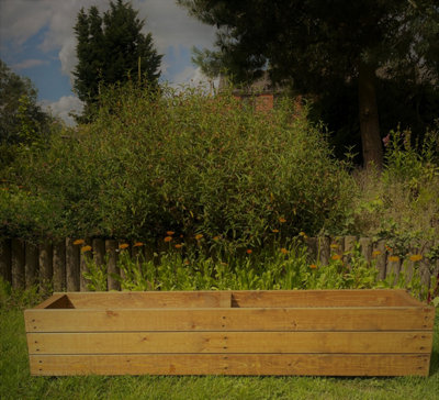 Extra Large Wooden Garden Planter Trough Outdoor Veg Pot Box 1200mm wide