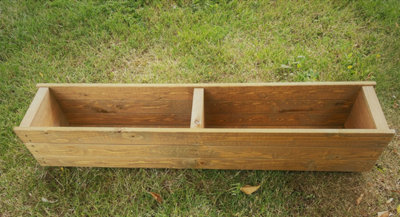 Extra Large Wooden Garden Planter Trough Outdoor Veg Pot Box 1200mm wide