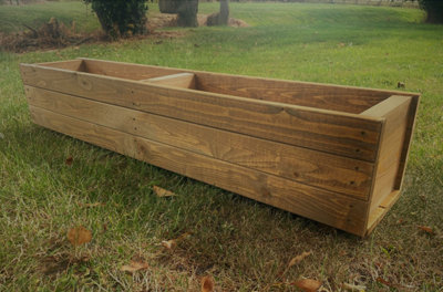 Extra Large Wooden Garden Planter Trough Outdoor Veg Pot Box 1200mm wide