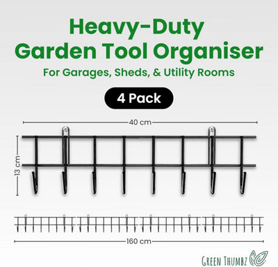 Extra Long Garden Tool Rack - Wall-Mounted Garage or Shed Tool Holder ...