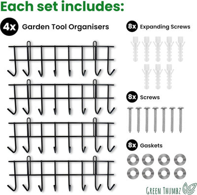 Extra Long Garden Tool Rack - Wall-Mounted Garage or Shed Tool Holder ...