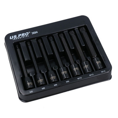 Extra Long Impacted Impact Male Spline Bit Sockets 3/8" Drive M5 - M14 ...